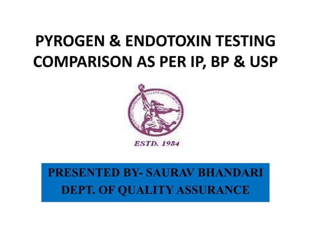 Pyrogen testing as per IP, BP & USP | PPTX
