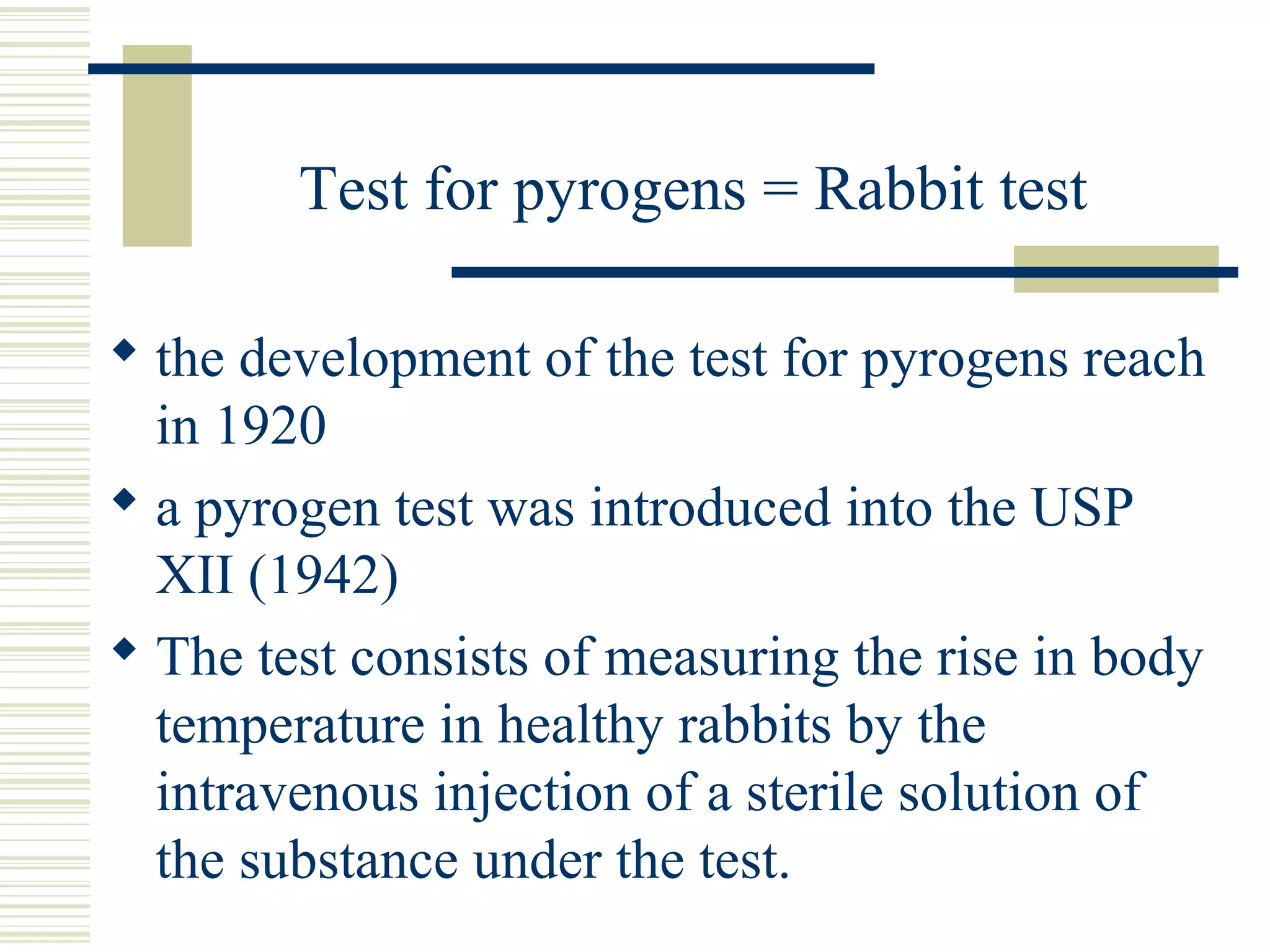 Pyrogen testing | PPT | First Aid | Injuries