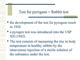 Pyrogen testing | PPT