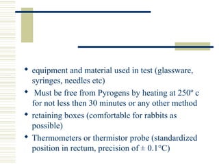 Pyrogen testing | PPT