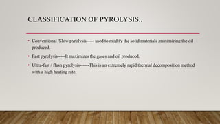PYROLYSIS PROCESS- THERMOCHEMICAL METHOD | PPT