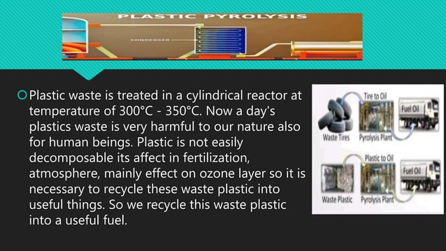 Pyrolysis of waste plastics into fuels | PPTX | Power and Energy ...