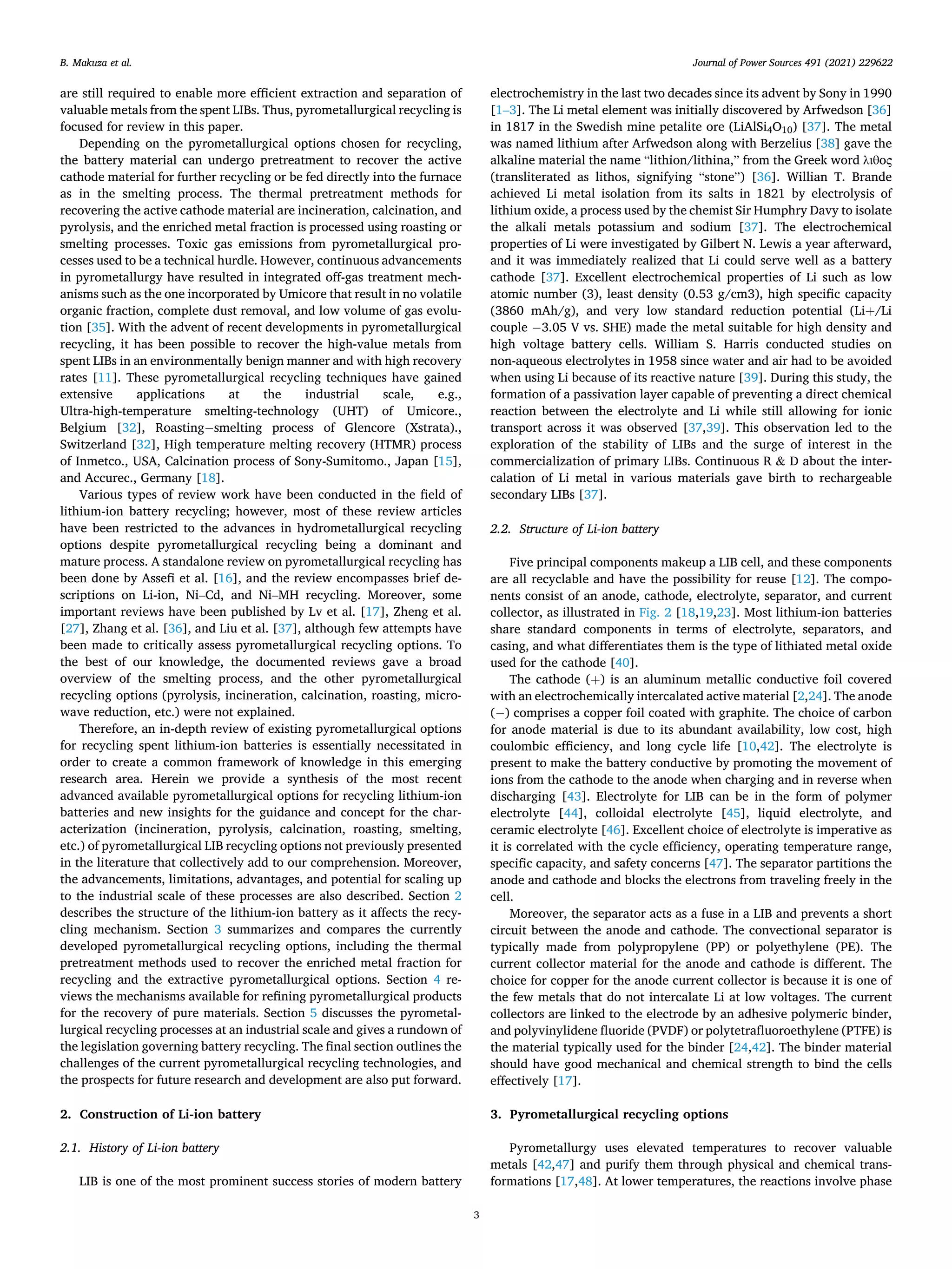 Pyrometallurgical options for recycling spent lithium-ion batteries A ...