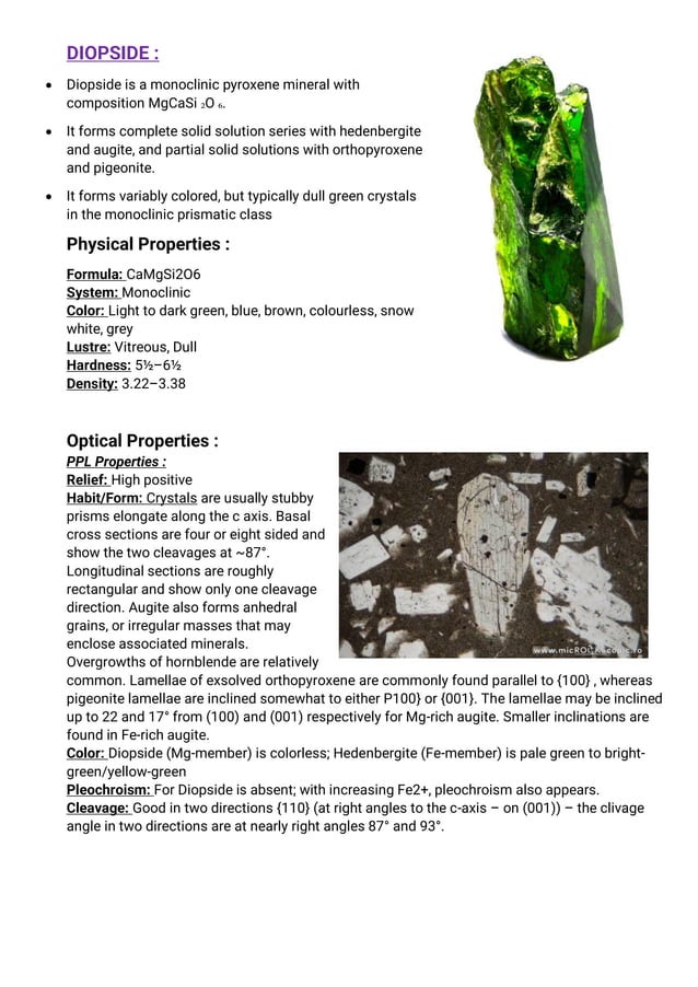 Pyroxene Group of Minerals doc.pdf | Chemistry | Science