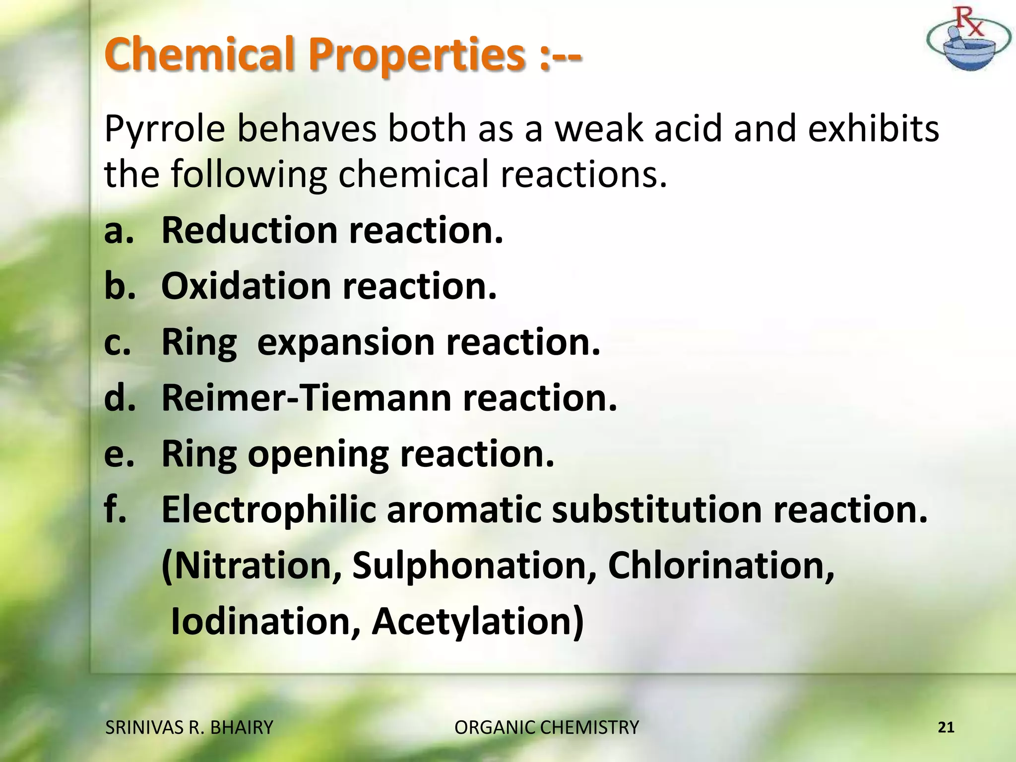 Pyrrole (o.c iv) | PPTX