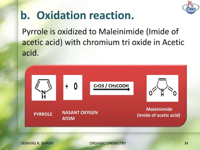 Pyrrole (o.c iv) | PPTX | Chemistry | Science