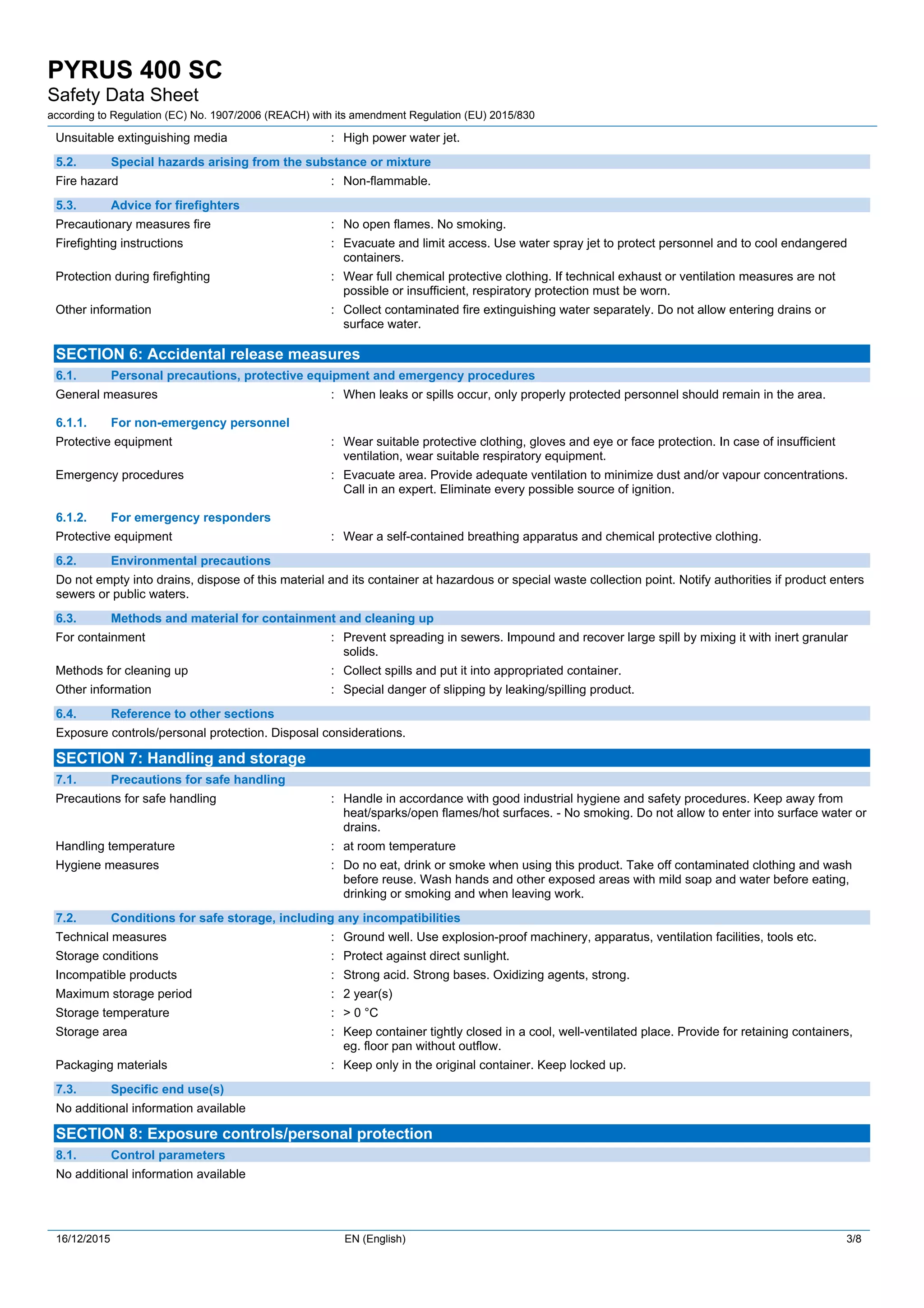Pyrus 400 sc msds | PDF
