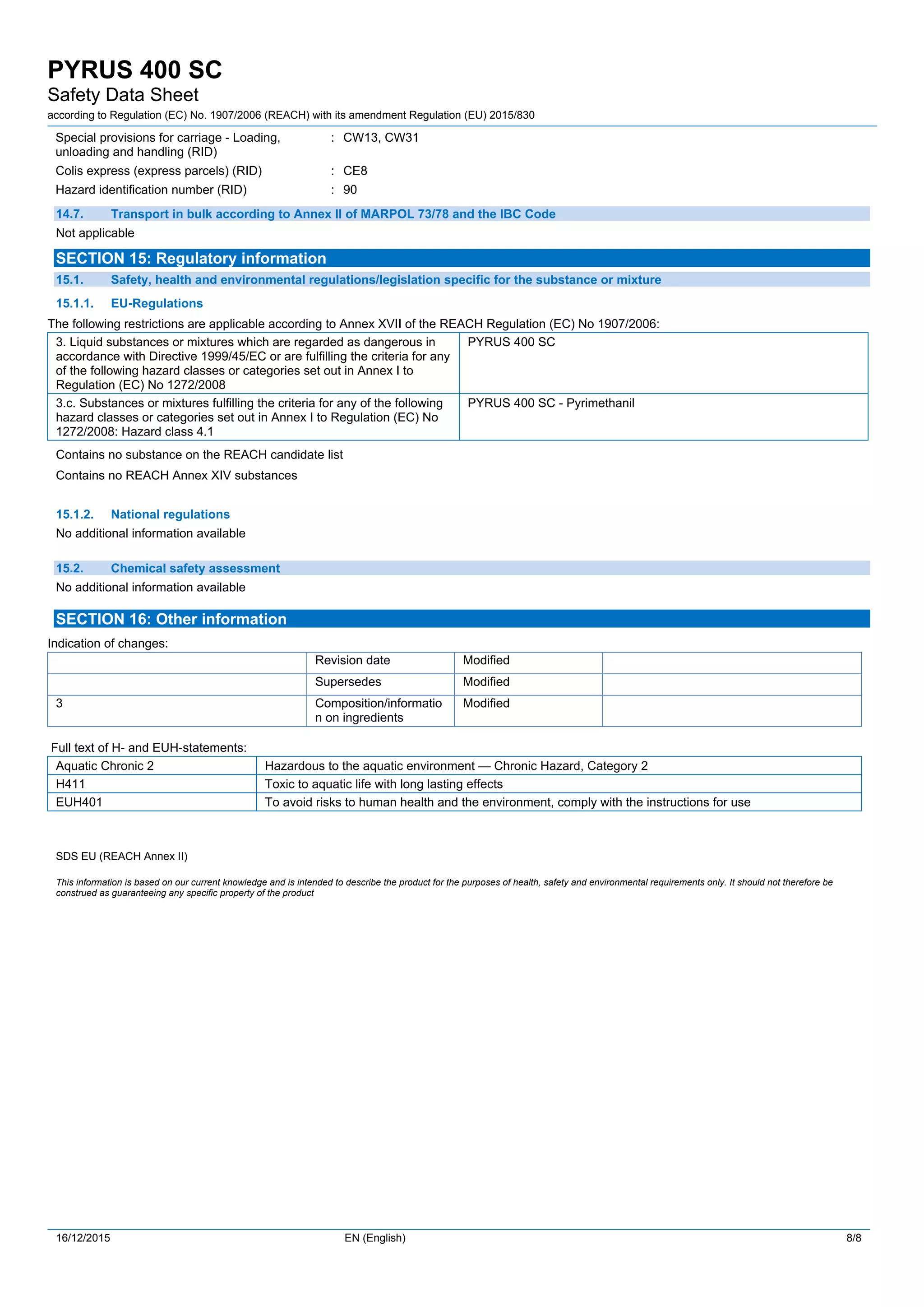 Pyrus 400 sc msds | PDF