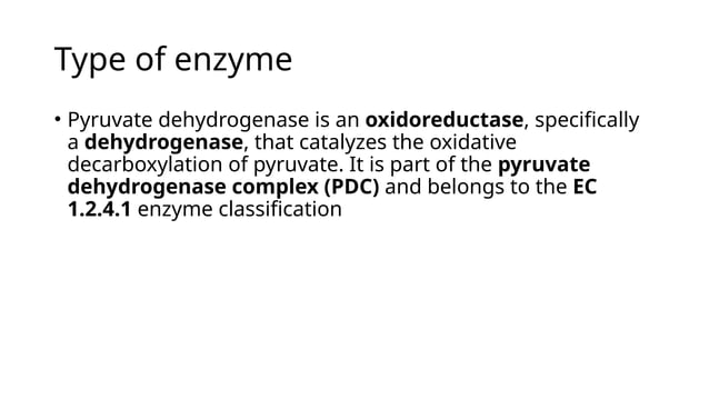 Pyruvate dehydrogenase PDH.pptx enzyme presentation | PPTX