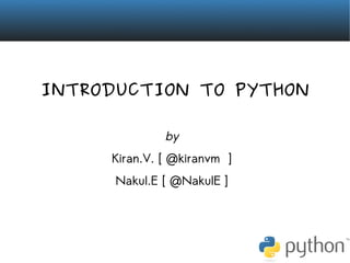 Introduction to python programming | PPT