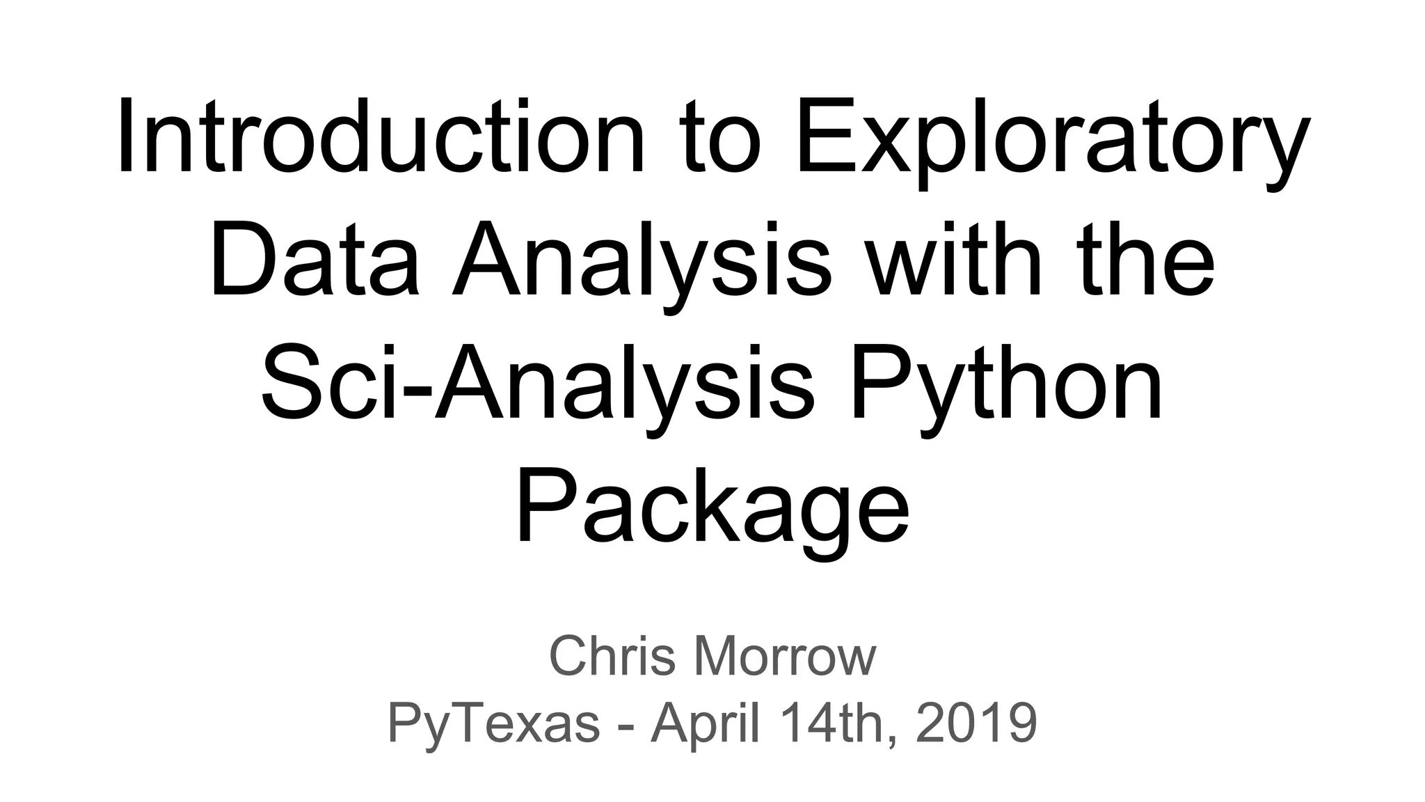 Introduction To Exploratory Data Analysis With The Sci Analysis Python Package Pdf