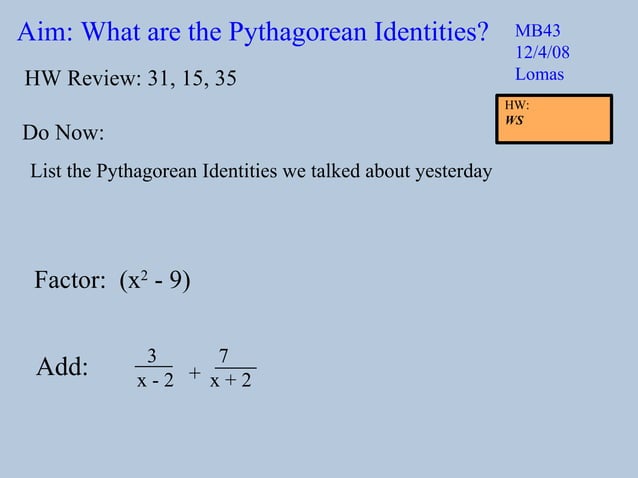 Pythag Identities2 | PPT