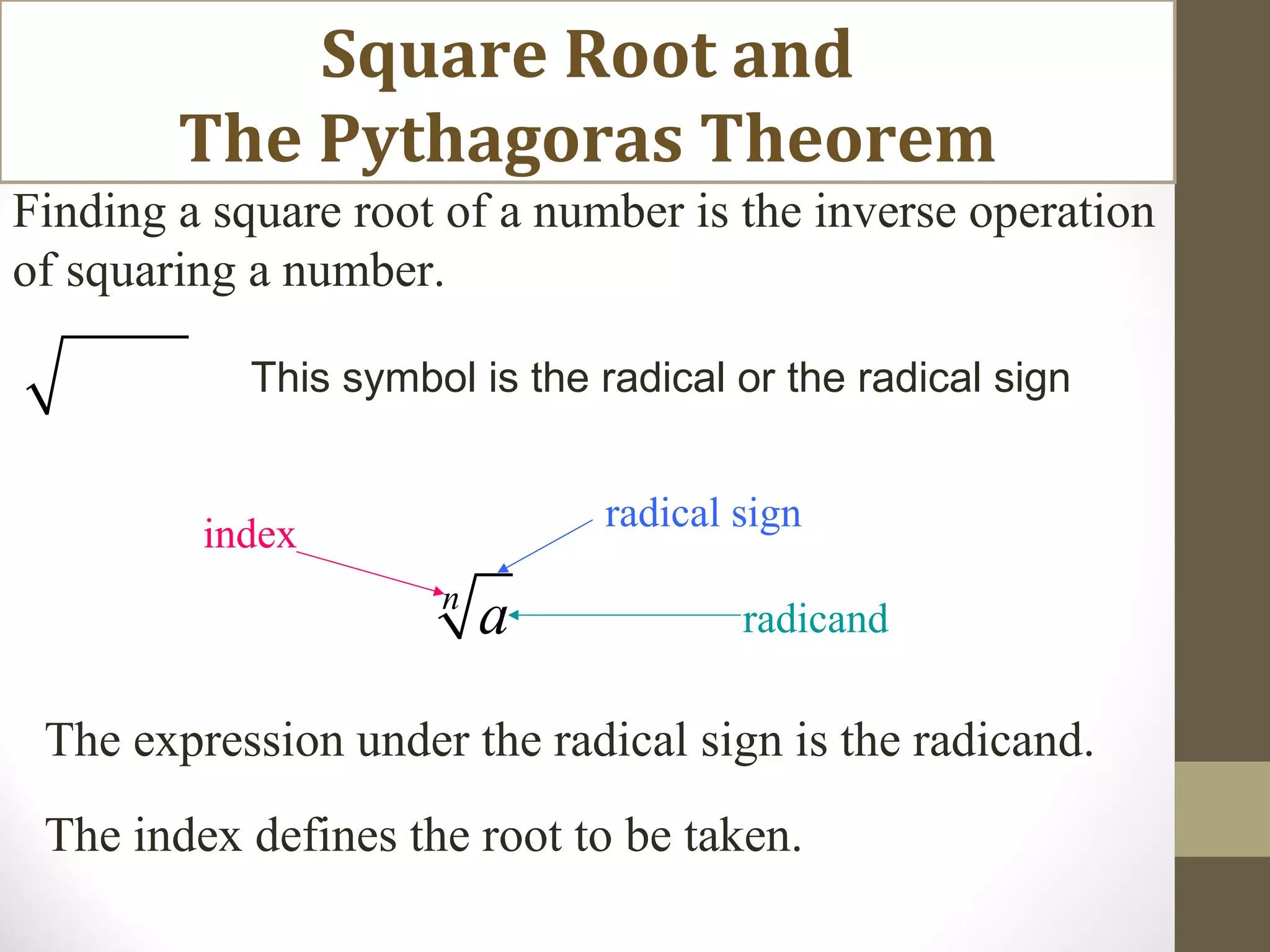Pythagoras and square root new week5 | PPT