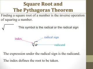 Pythagoras and square root new week5 | PPT