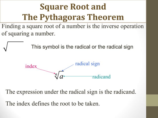 Pythagoras and square root new week5 | PPT
