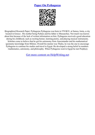 Pythagoras Essay | PDF