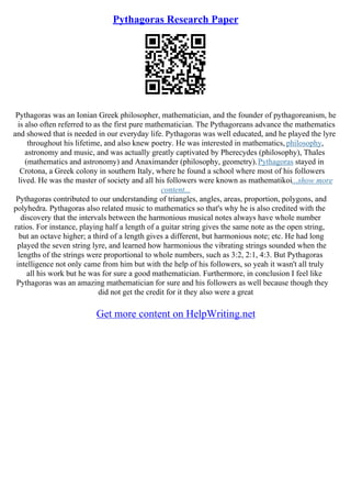 Pythagoras Essay | PDF