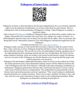 Pythagoras Essay | PDF