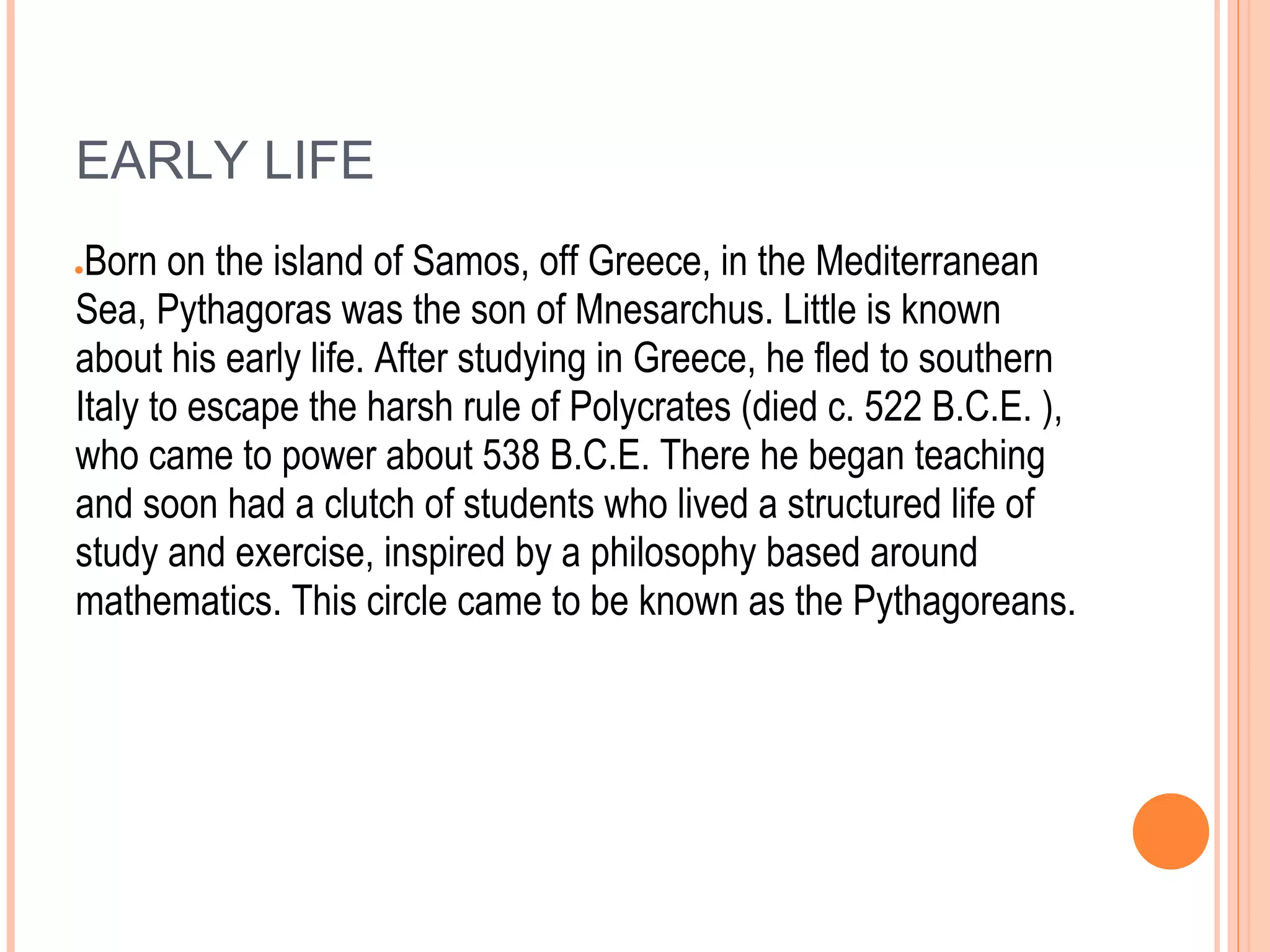 Pythagoras Of Samos - Maths Project. | PDF