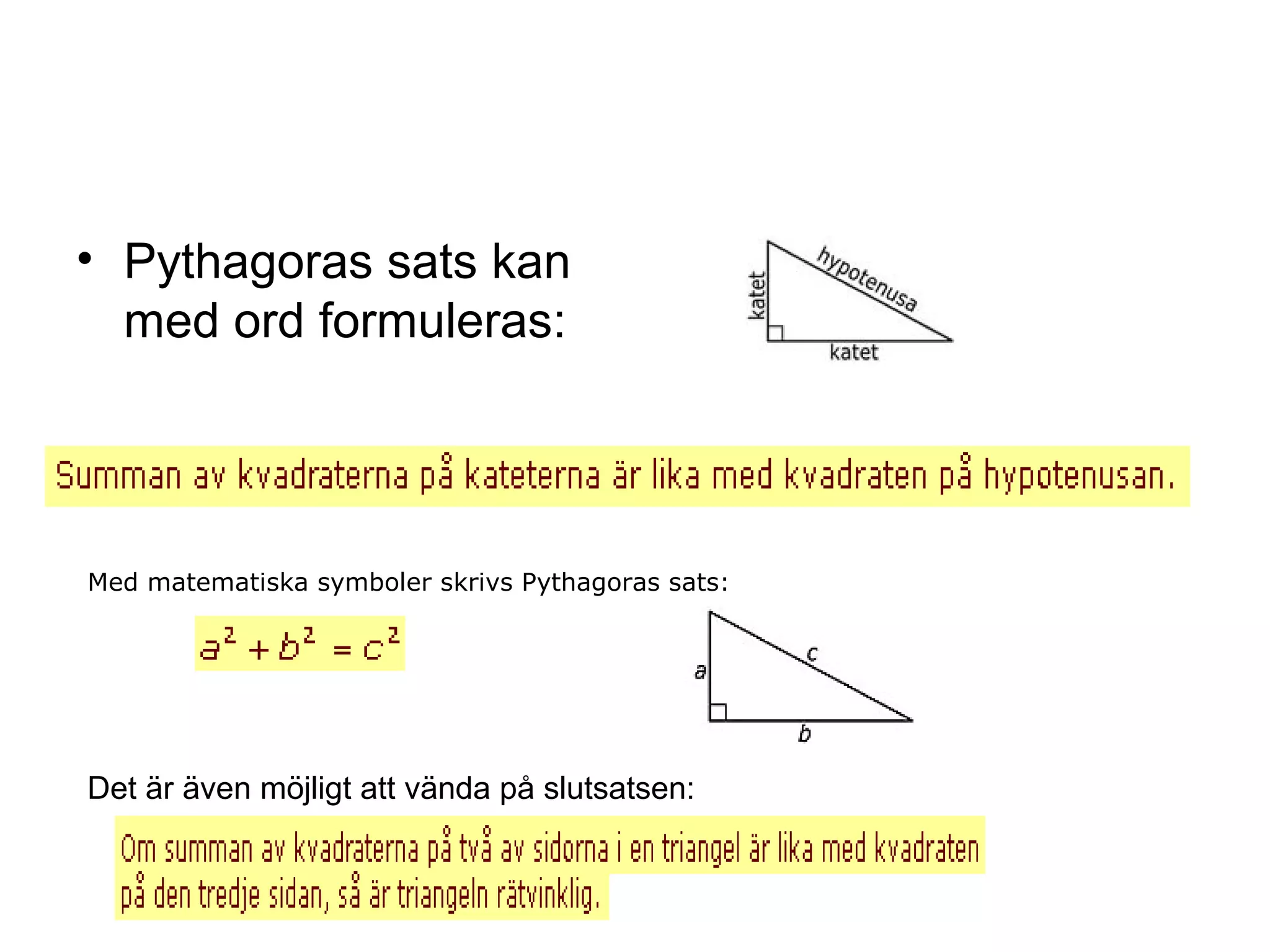 Pythagoras sats och kvadratroten | PPT