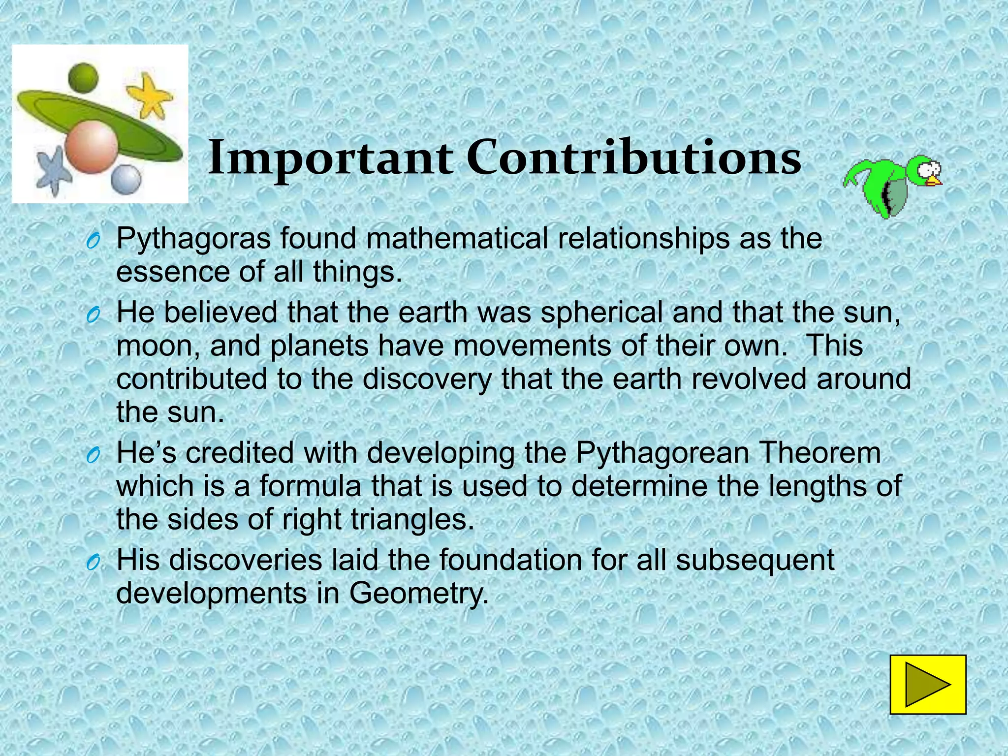 Pythagoras theorem history | PPTX