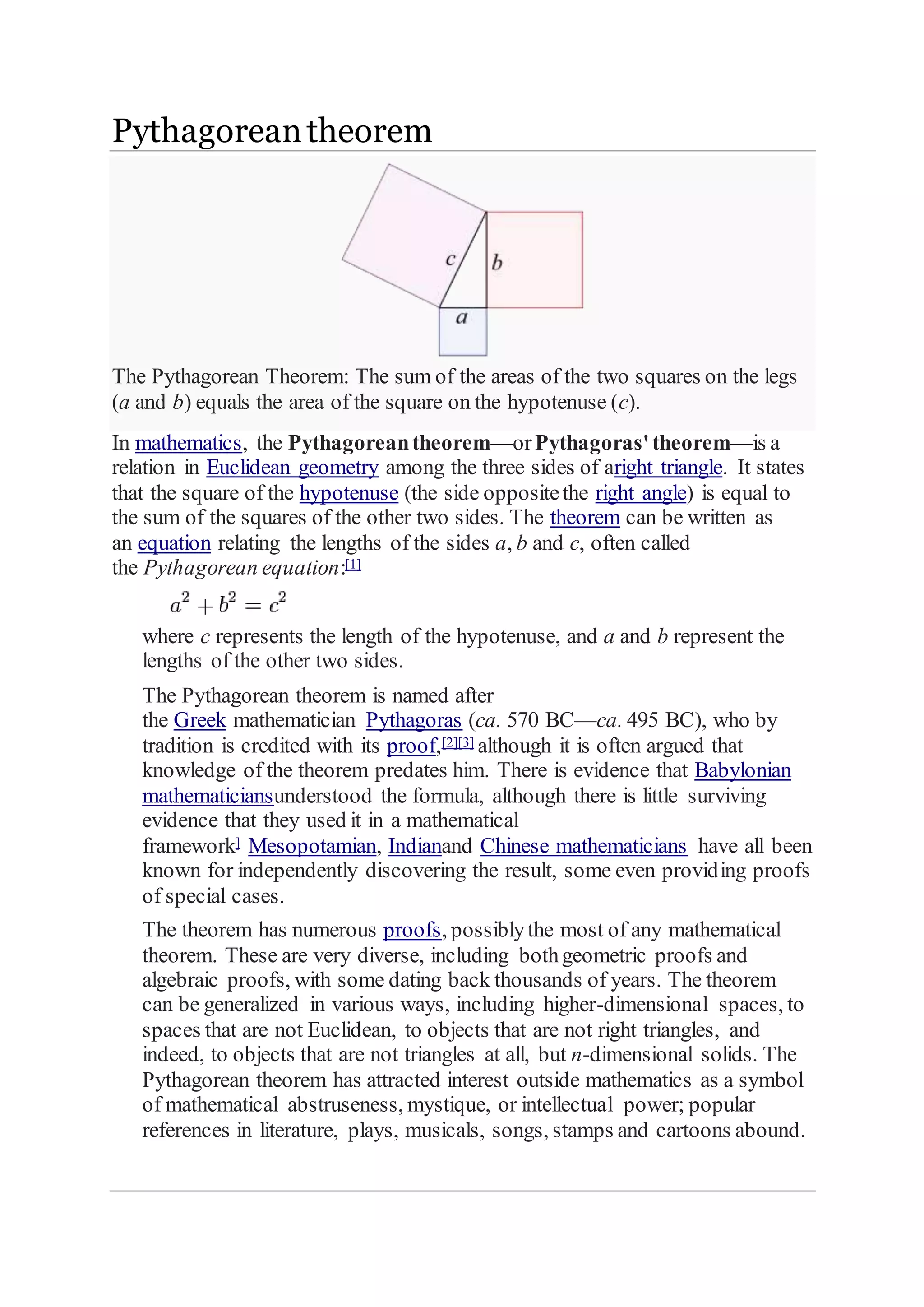 Pythagorean theorem | DOCX