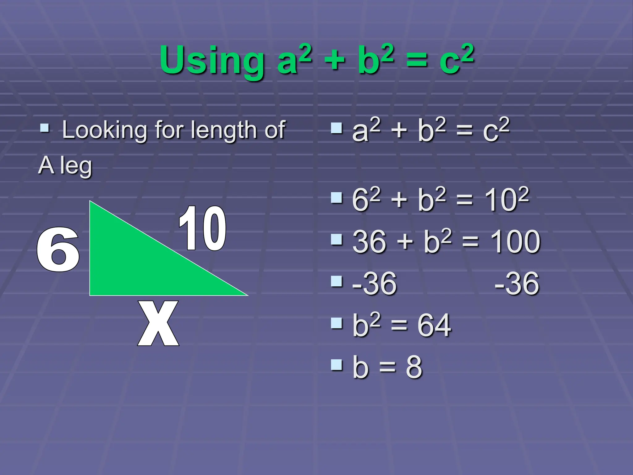 PYTHAGOREAN THEOREM on right triangles.ppt