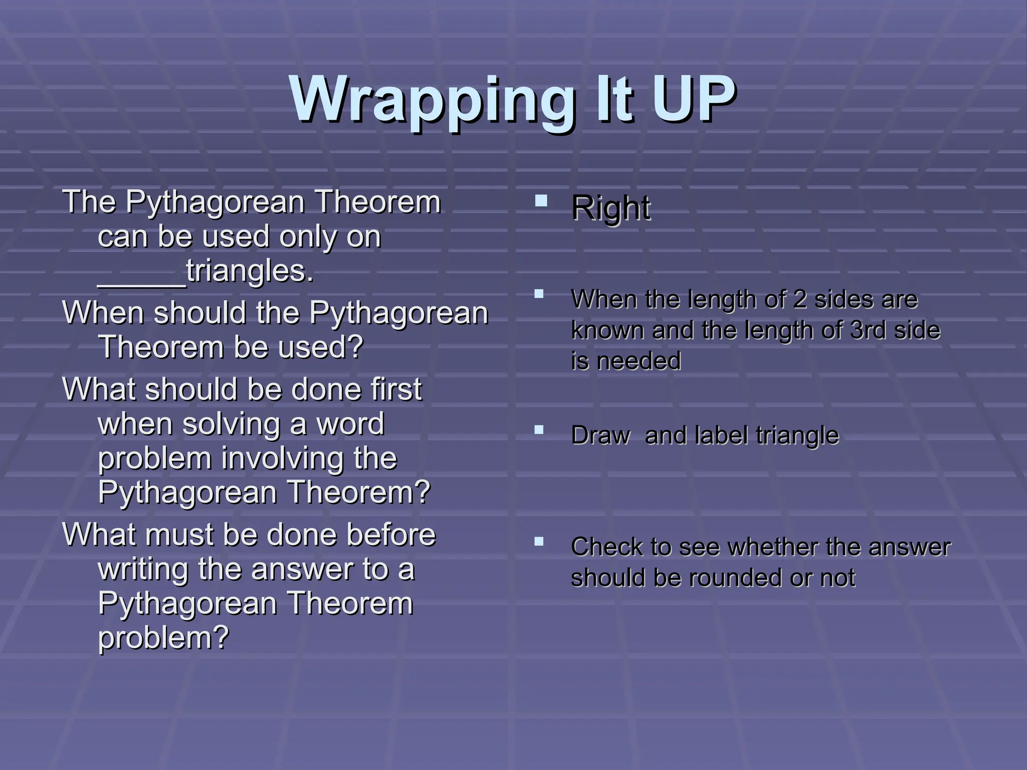 Pythagorean Theorem and its application to real life situation ppt | PPT