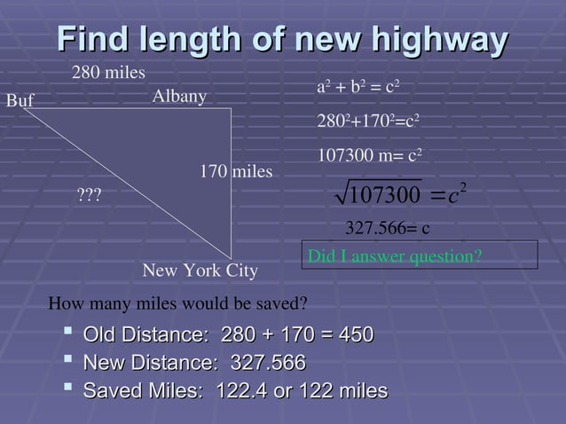 Pythagorean Theorem and its application to real life situation ppt | PPT