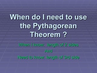 Pythagorean Theorem and its application to real life situation ppt | PPT
