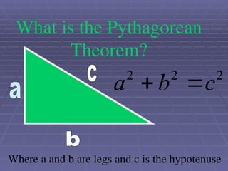 Pythagorean Theorem and its application to real life situation ppt | PPT