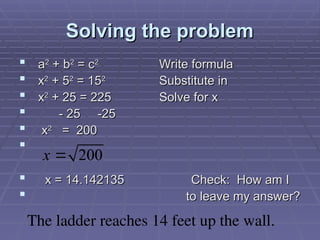 Pythagorean Theorem and its application to real life situation ppt | PPT