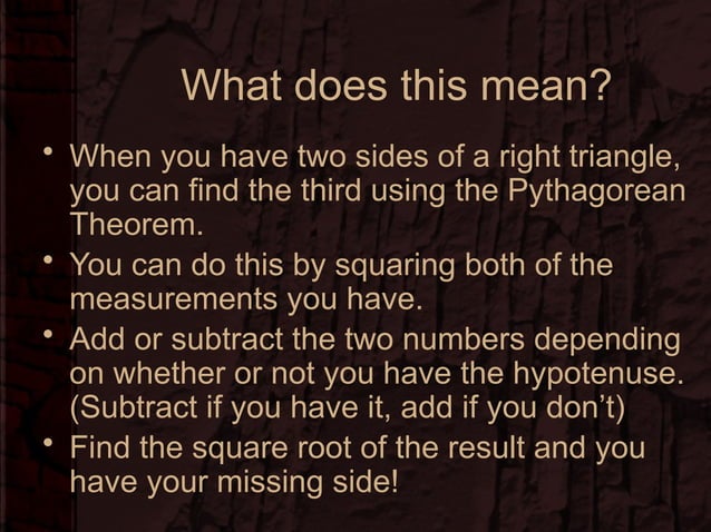 Pythagorean Theorem.powerpoint for grade 9 | PPTX