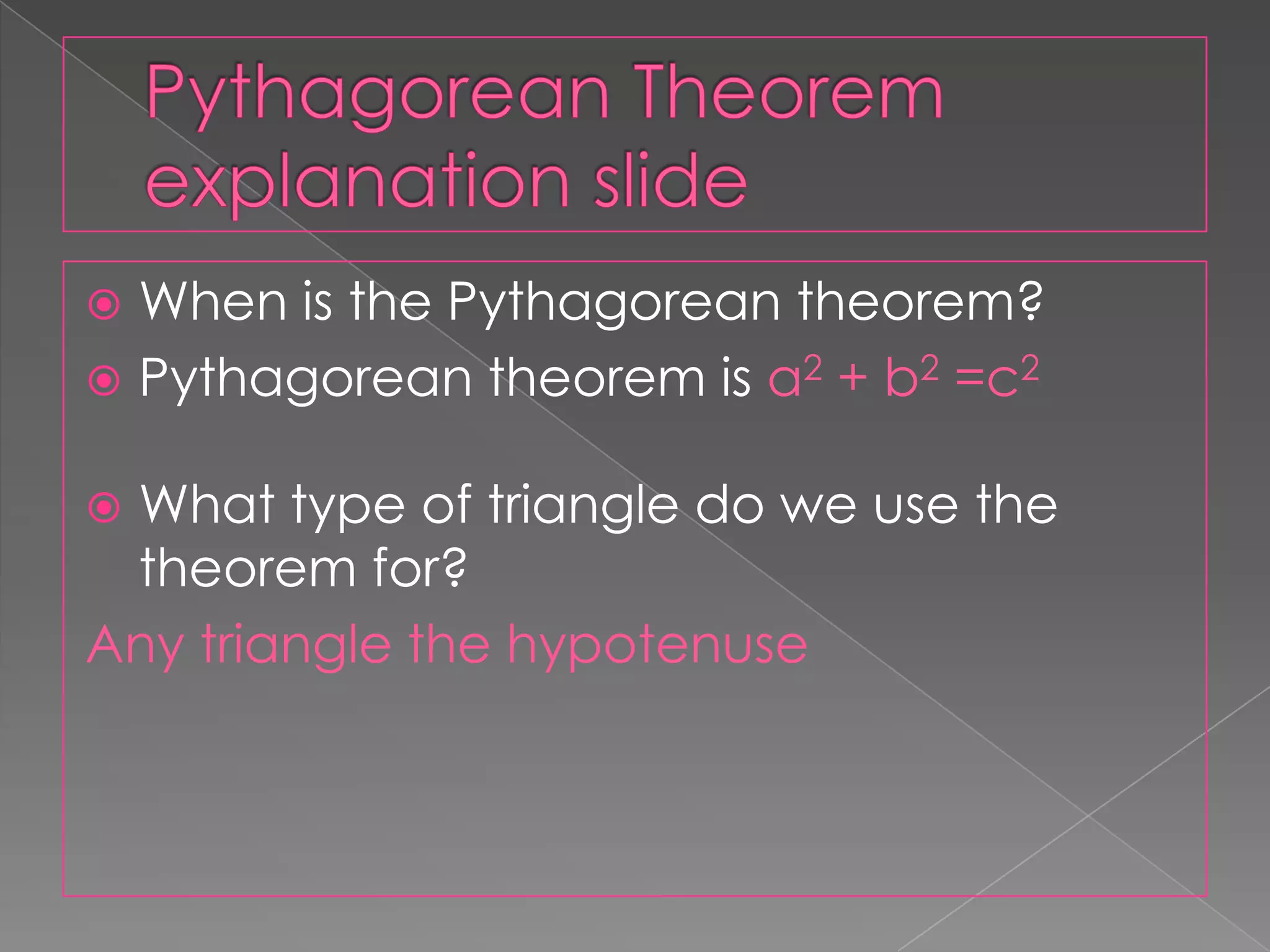 Pythagorean theorem and distance formula | PPT