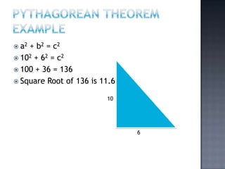 Pythagorean theorem and distance formula