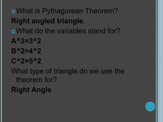 Pythagorean theorem and distance formula | PPTX