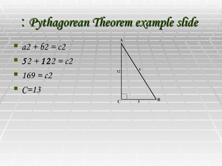 Pythagorean theorem and distance formula | PPT