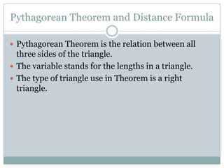 Pythagorean Theorem And Distance Formula | PPTX