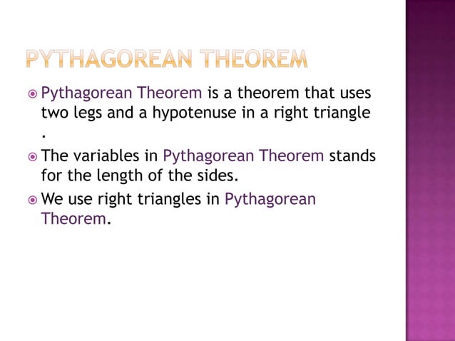 Pythagorean theorem and distance formula | PPT