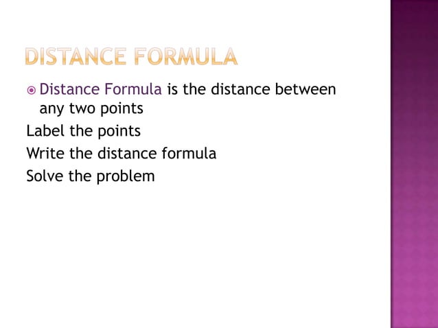 Pythagorean theorem and distance formula | PPT