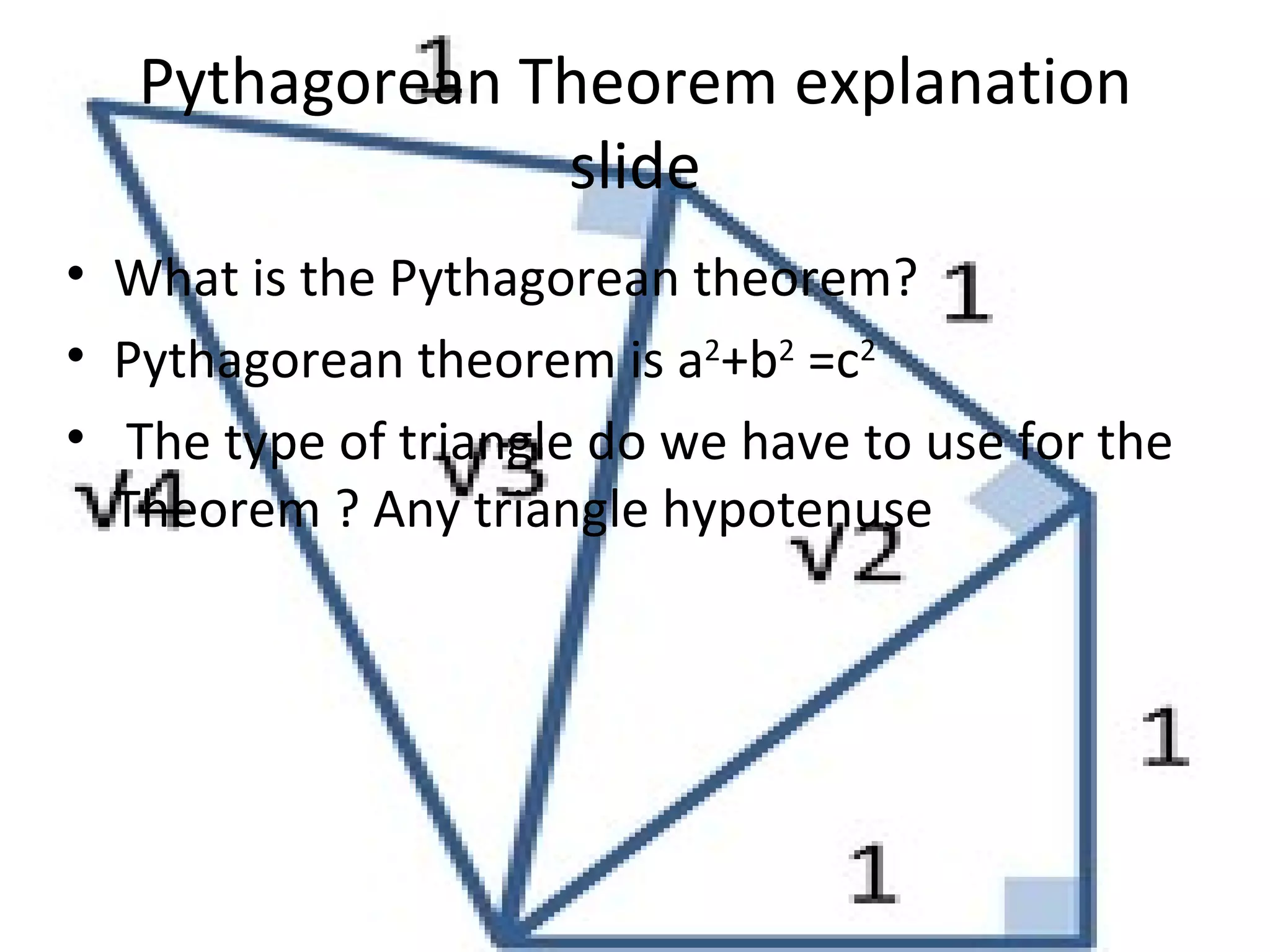Pythagorean theorem and distance formula.11ppt | PPT
