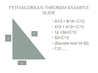 Pythagorean theorem and distance formula | PPT