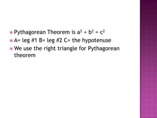 Pythagorean theorem and distance formula | PPT