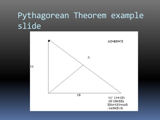 Pythagorean theorem and distance formula power point | PPTX | Physics | Science