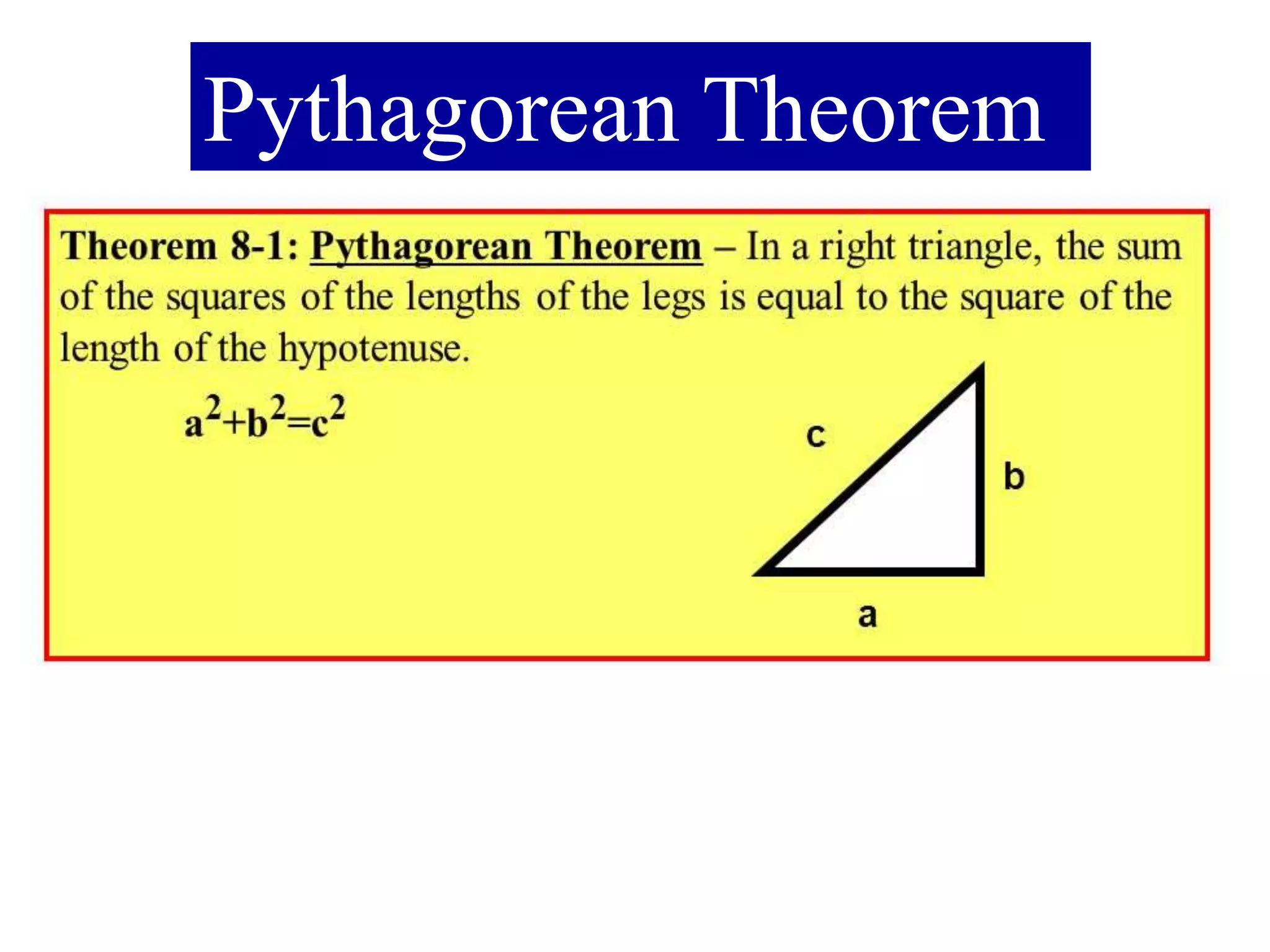 PYTHAGOREAN THEOREM | PPT