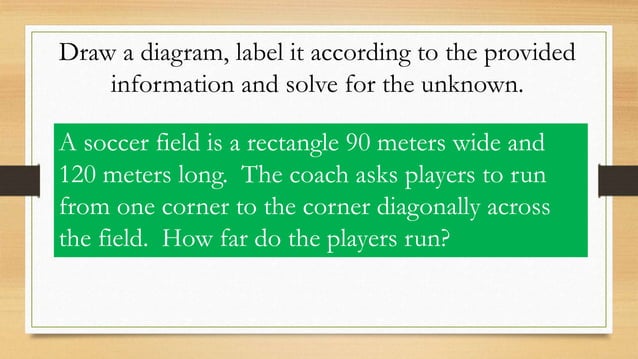 Pythagorean theorem word problems for table time | PPTX