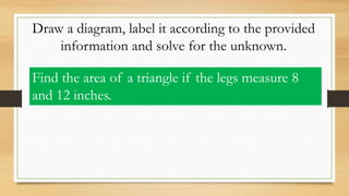 Pythagorean theorem word problems for table time | PPTX