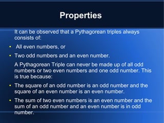 Pythagorean triples presentation | ODP