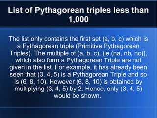 Pythagorean triples presentation | ODP