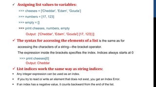 Pytho lists | PPT